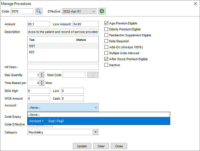 Billing in the Start Menu