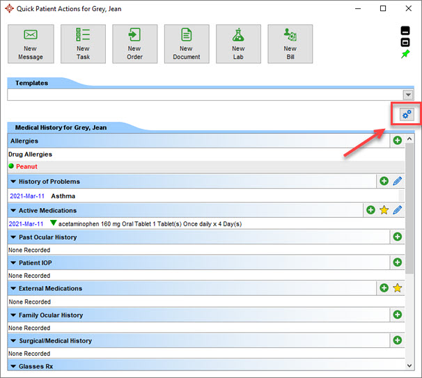 Quick Patient Actions