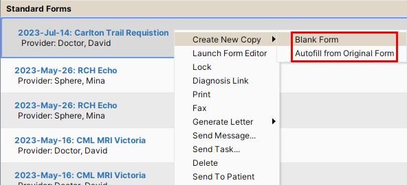 Encounter Notes and Forms