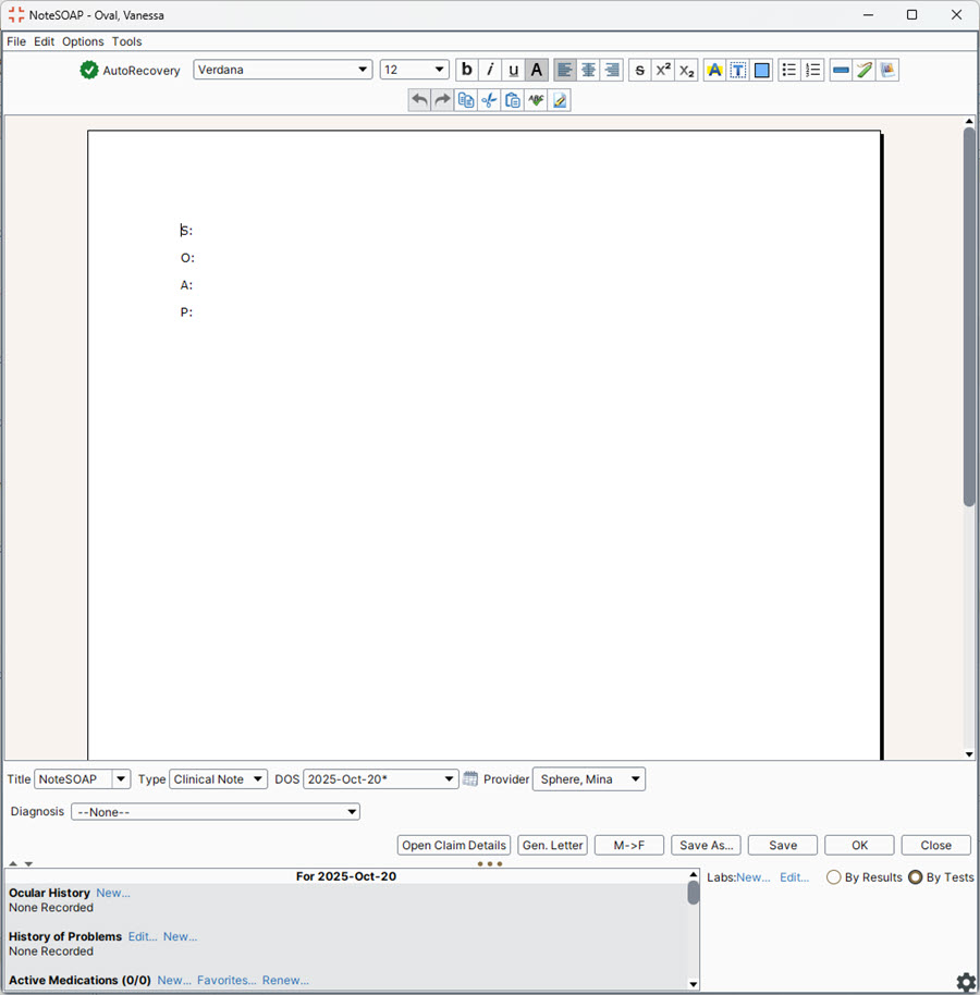 Encounter Notes and Forms