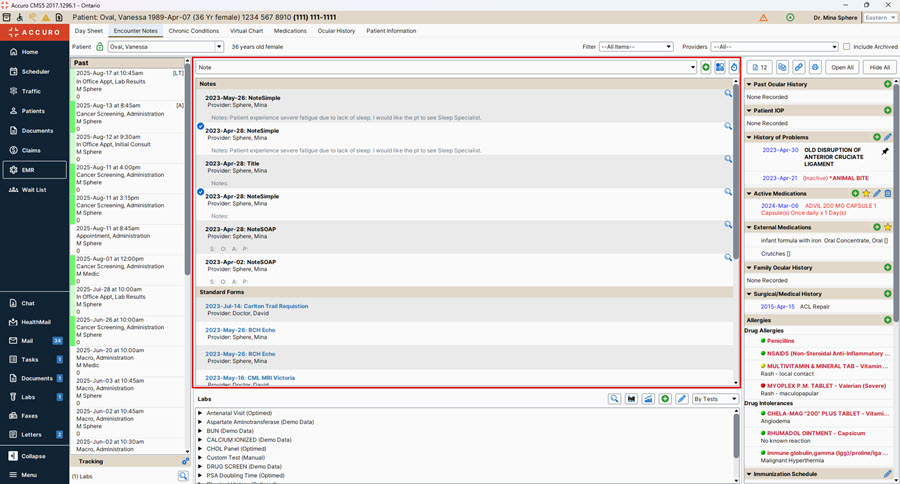 Encounter Notes and Forms