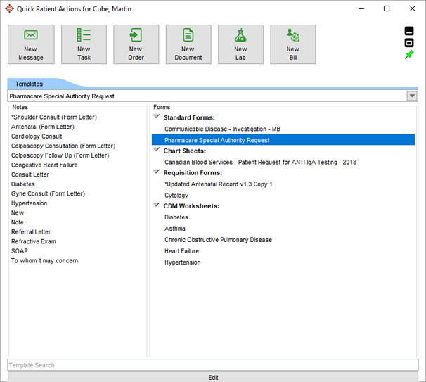 Quick Patient Actions