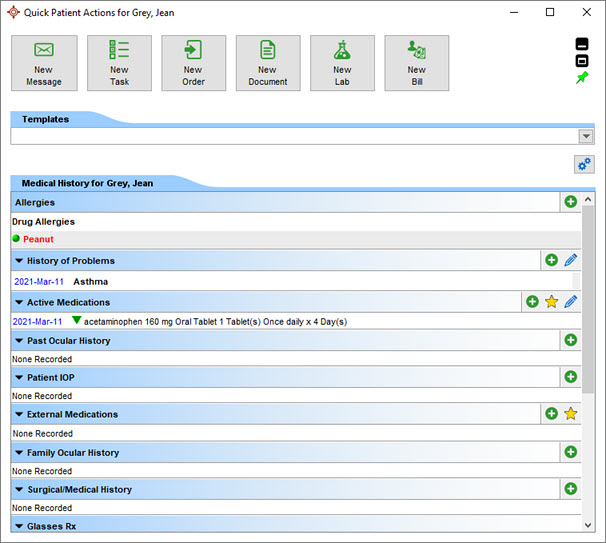 Quick Patient Actions